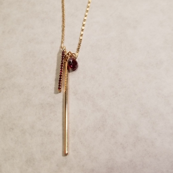 LC Lauren Conrad | Jewelry | Lc Lauren Conrad 2 Bar Red Cz Necklace ...